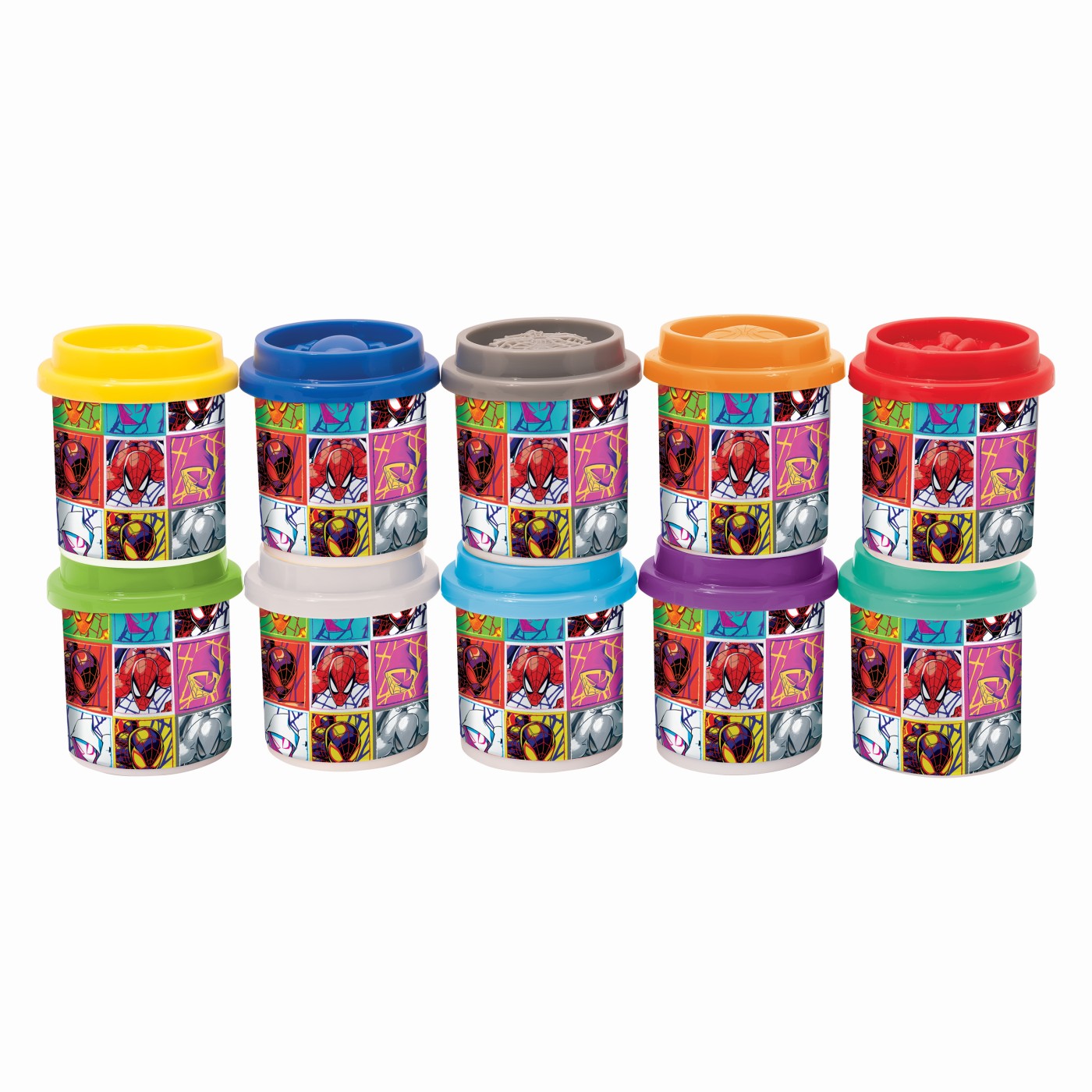 SET 10 BORCANASE DE PLASTILINA SPIDERMAN IN AMBALAJ DE CARTON - Leam